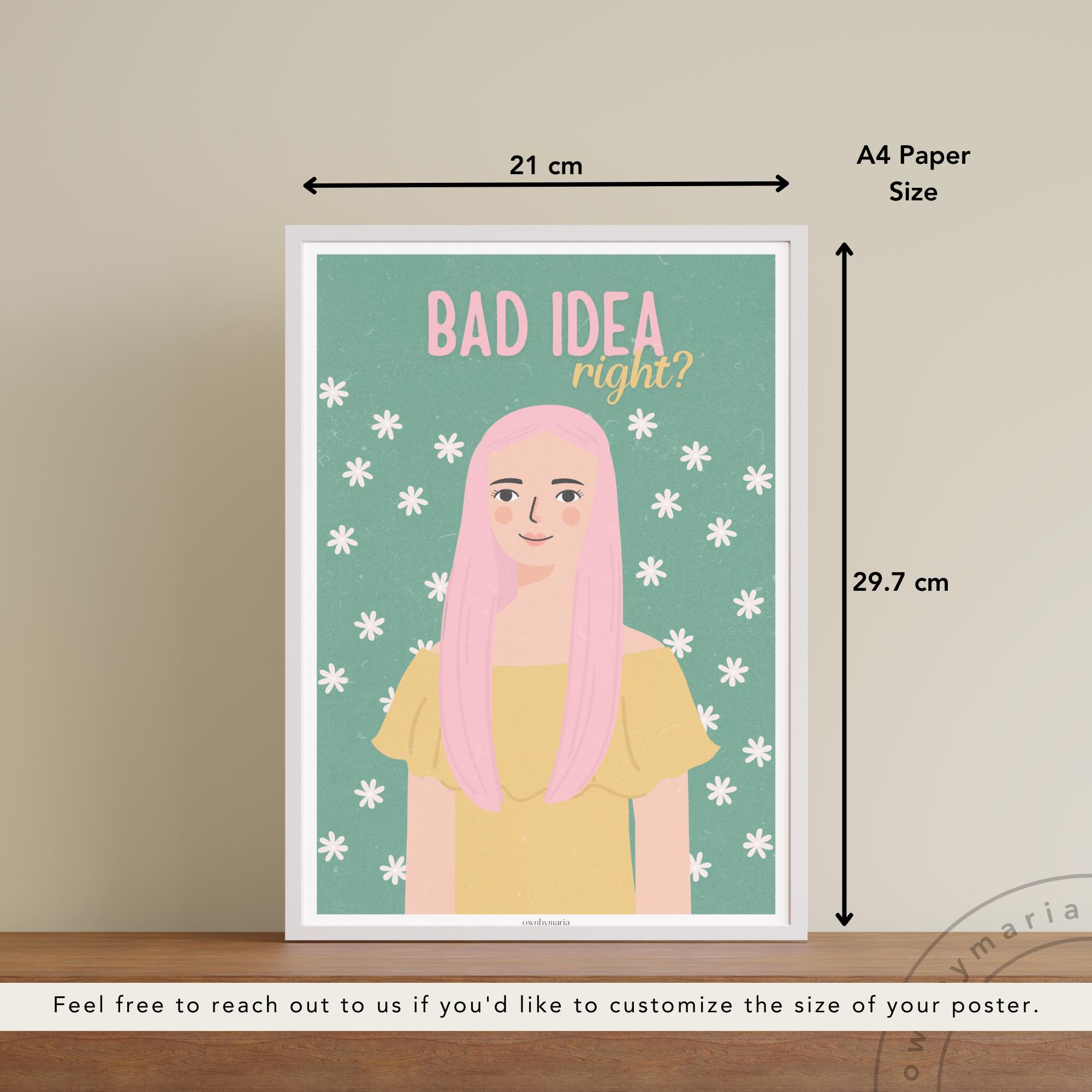 Bad Idea Right by Olivia Rodrigo Poster, GUTS Album, Gift for Olivia ...