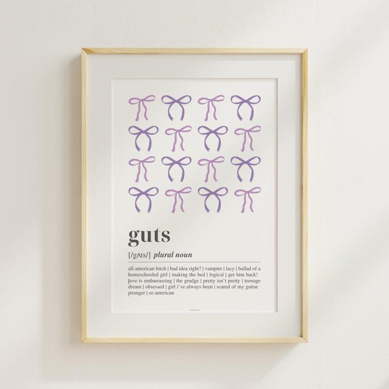 Olivia Rodrigo GUTS Poster, Classic Bow Ribbon Poster, Whimsical ...