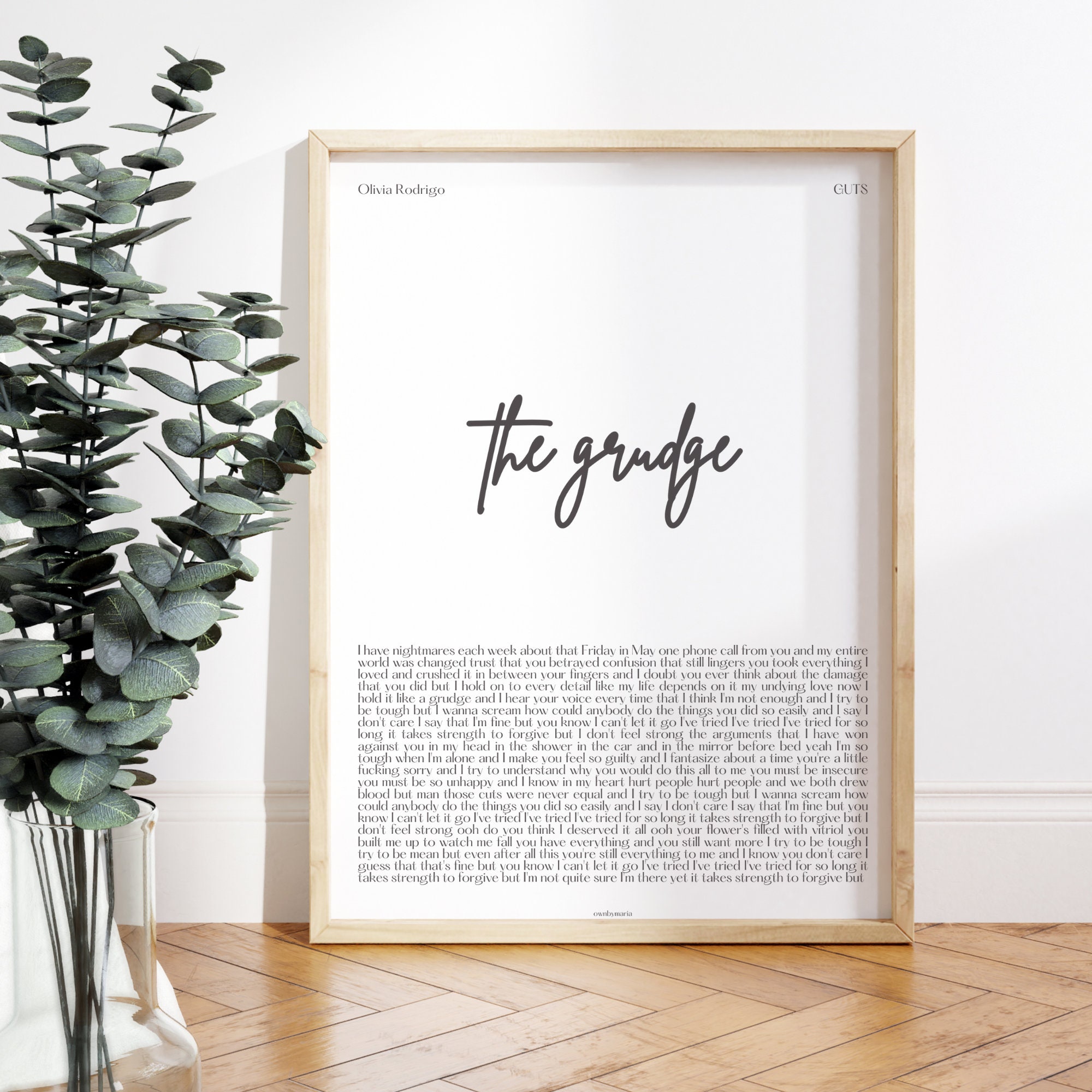 The Grudge by Olivia Rodrigo Poster, GUTS Album, Gift for Olivia ...