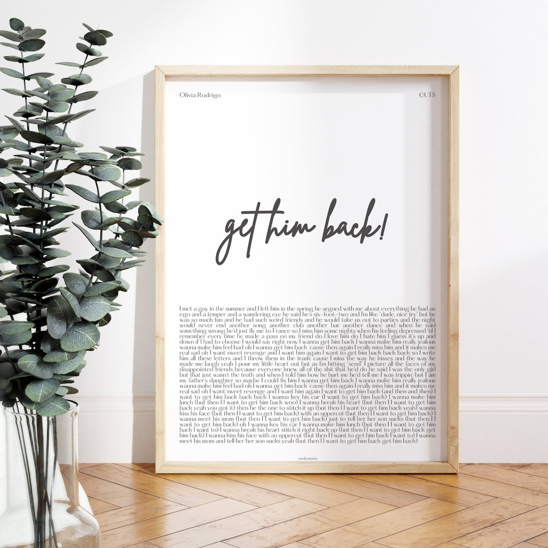 Get Him Back by Olivia Rodrigo Poster, GUTS Album, Gift for Olivia ...