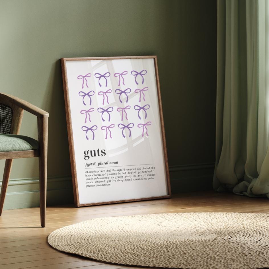 Olivia Rodrigo GUTS Poster, Classic Bow Ribbon Poster, Whimsical ...