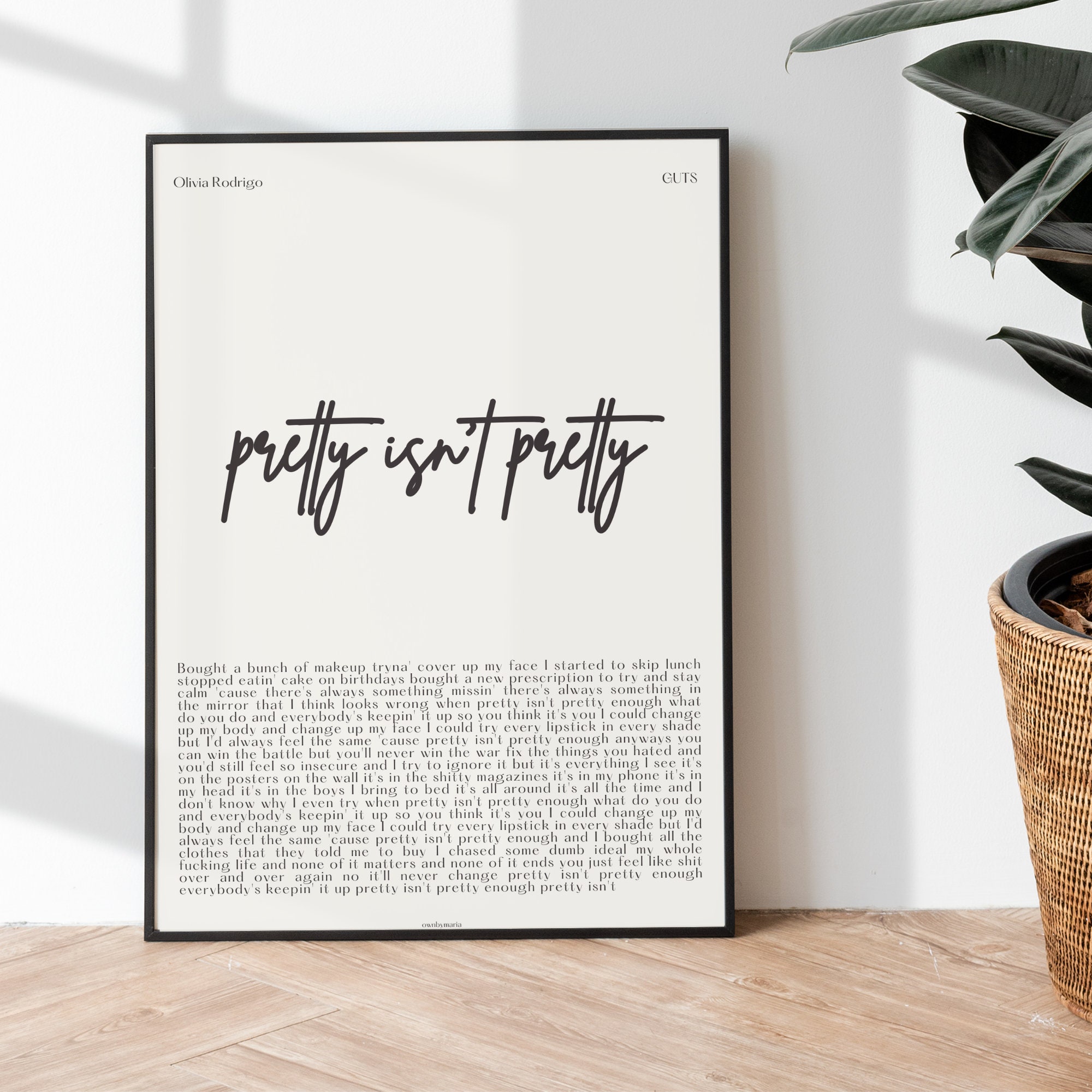 Pretty Isn't Pretty by Olivia Rodrigo Poster, GUTS Album, Gift for ...