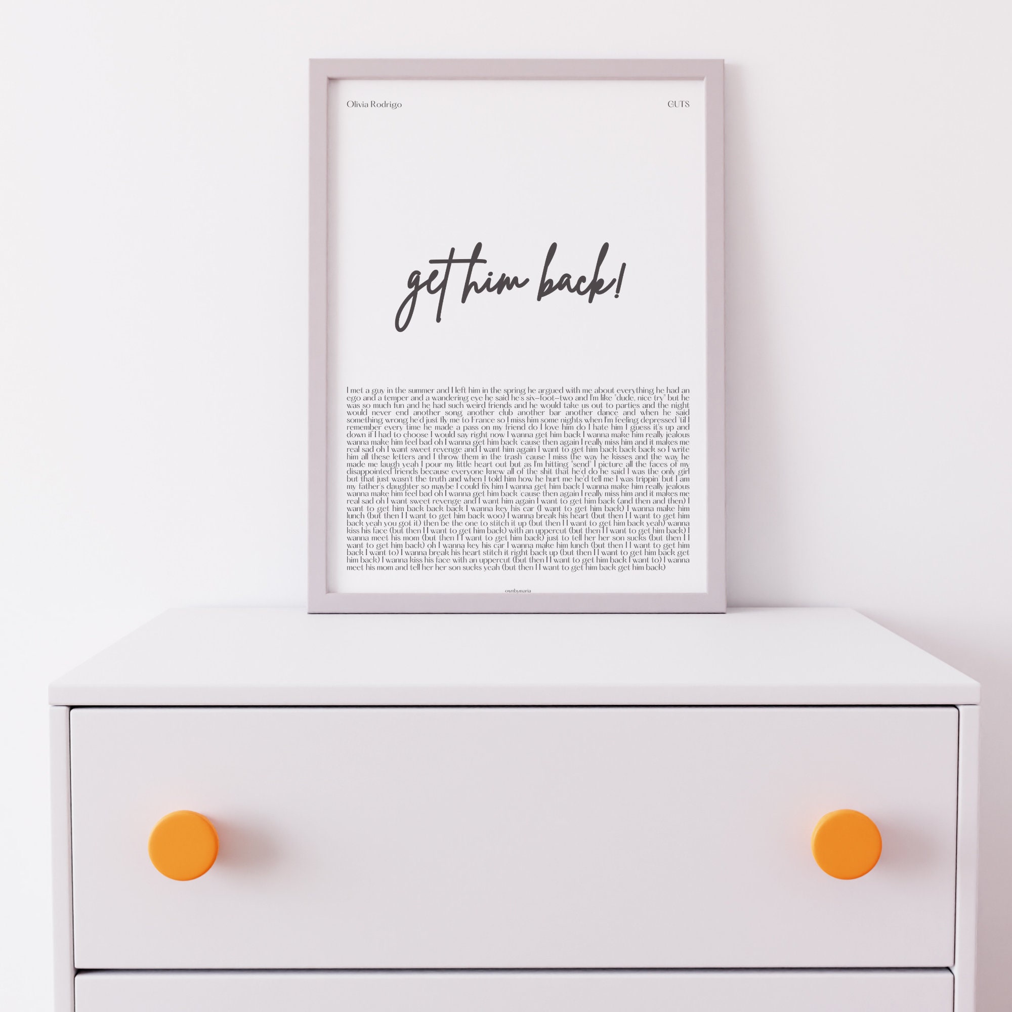 Get Him Back by Olivia Rodrigo Poster, GUTS Album, Gift for Olivia ...