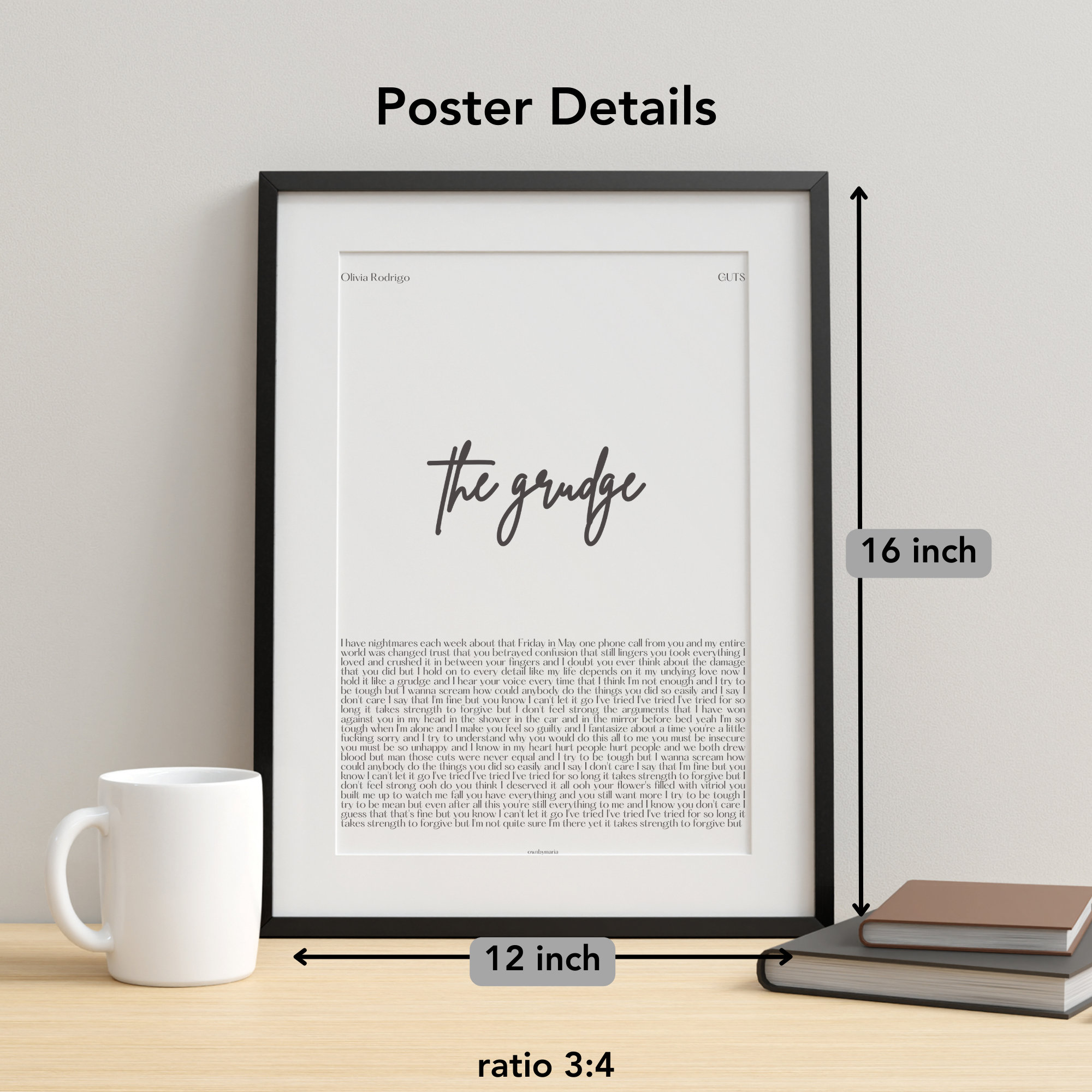 The Grudge by Olivia Rodrigo Poster, GUTS Album, Gift for Olivia ...