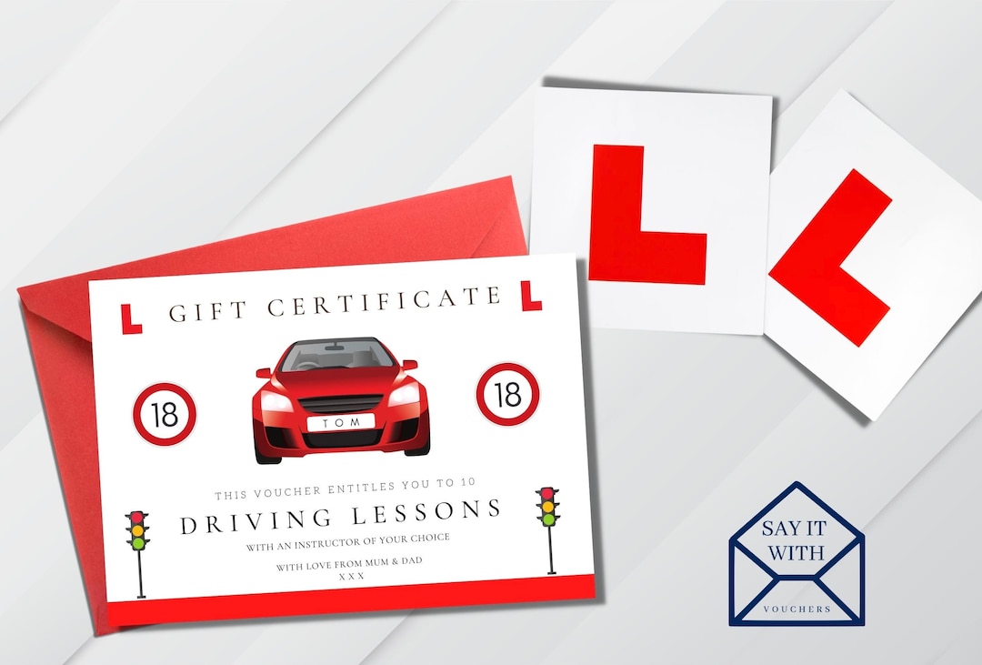 DRIVING LESSONS GIFT Voucher Digital Download Learner Driver Gift ...
