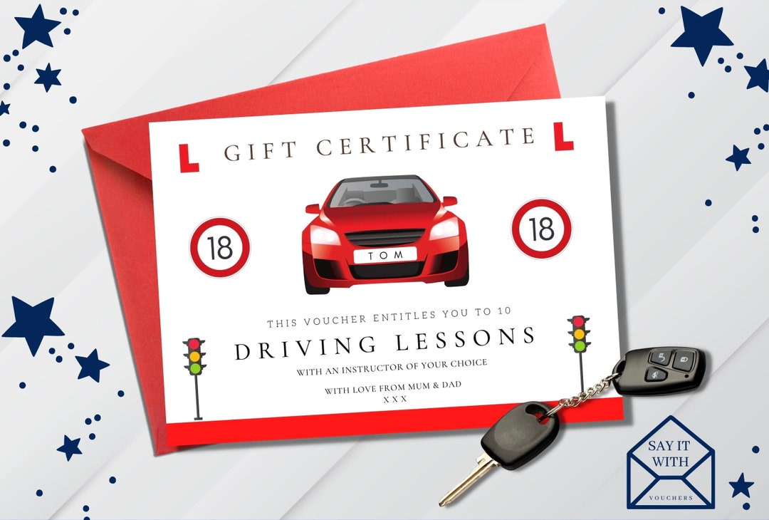 Driving Lessons Gift Voucher, Print at Home Driving Lessons Gift ...