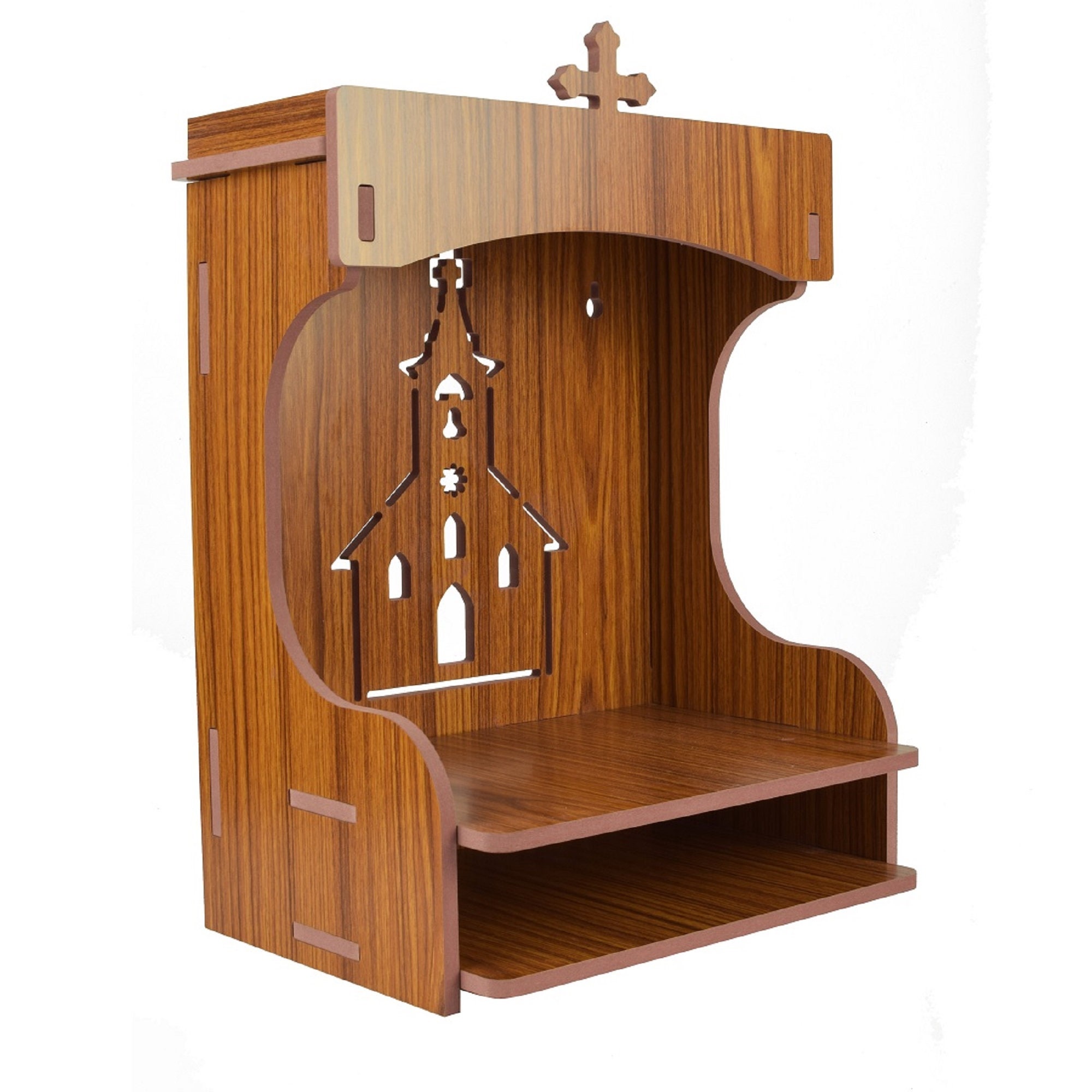 Christian Wooden Temple for Home Mandir Hanging Bells, Beautiful Small ...
