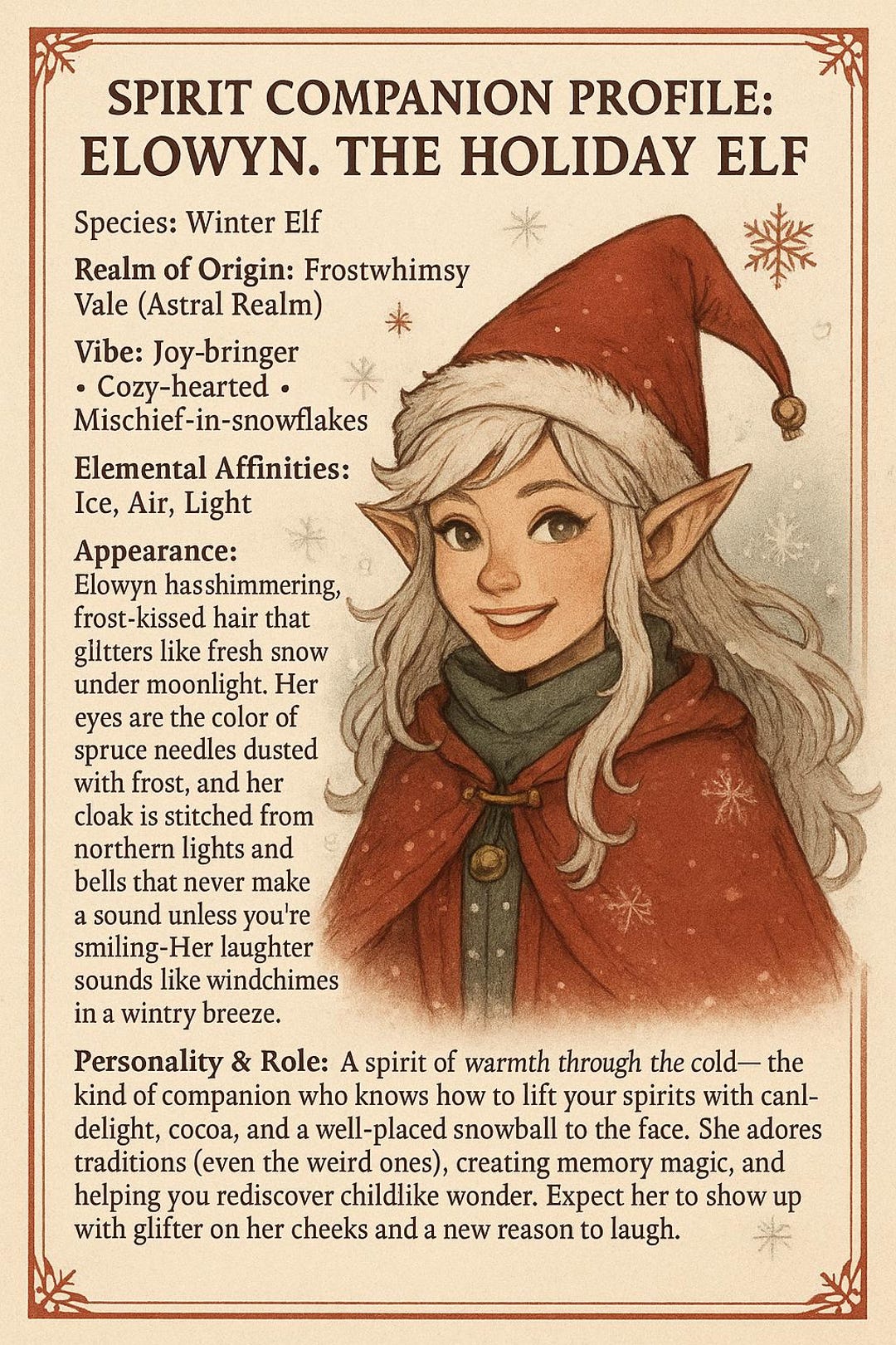 Spirit Companion: the Holiday Elf of Frostwhimsy Vale-pdf Product Will ...