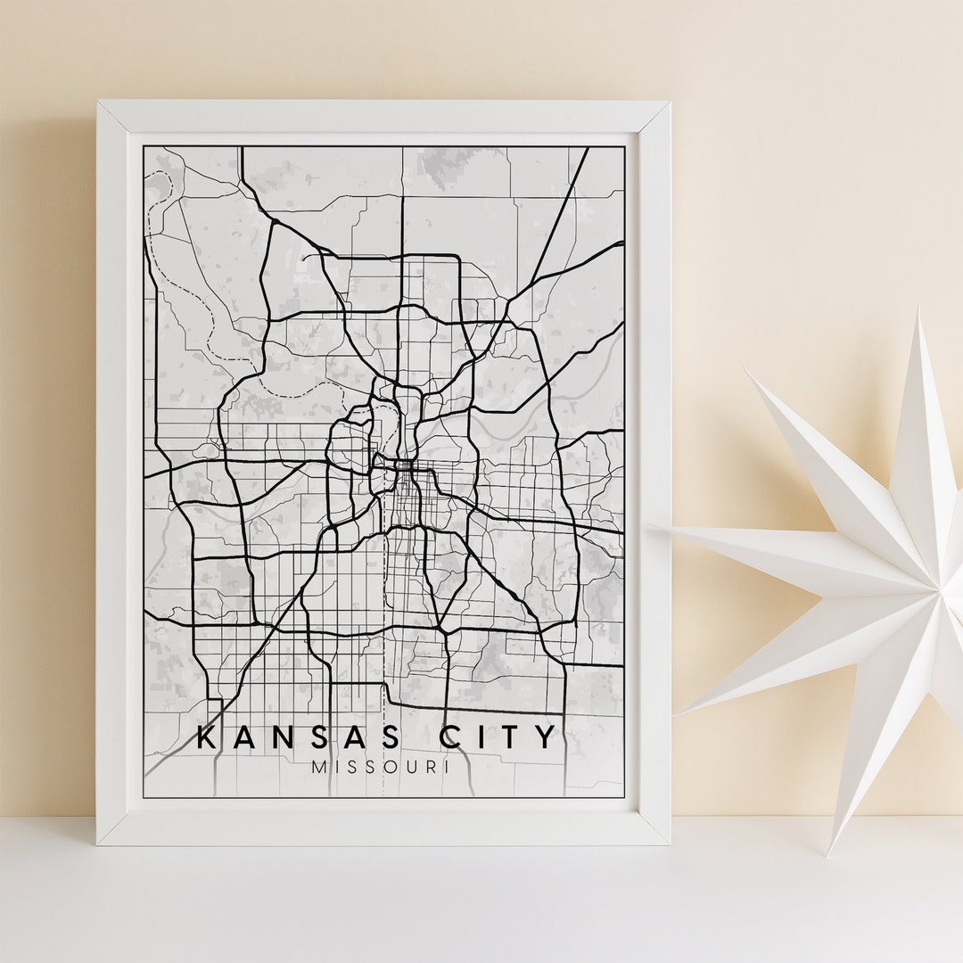 Kansas City Map Print, Kansas City Wall Art Kansas City Print, Kansas ...