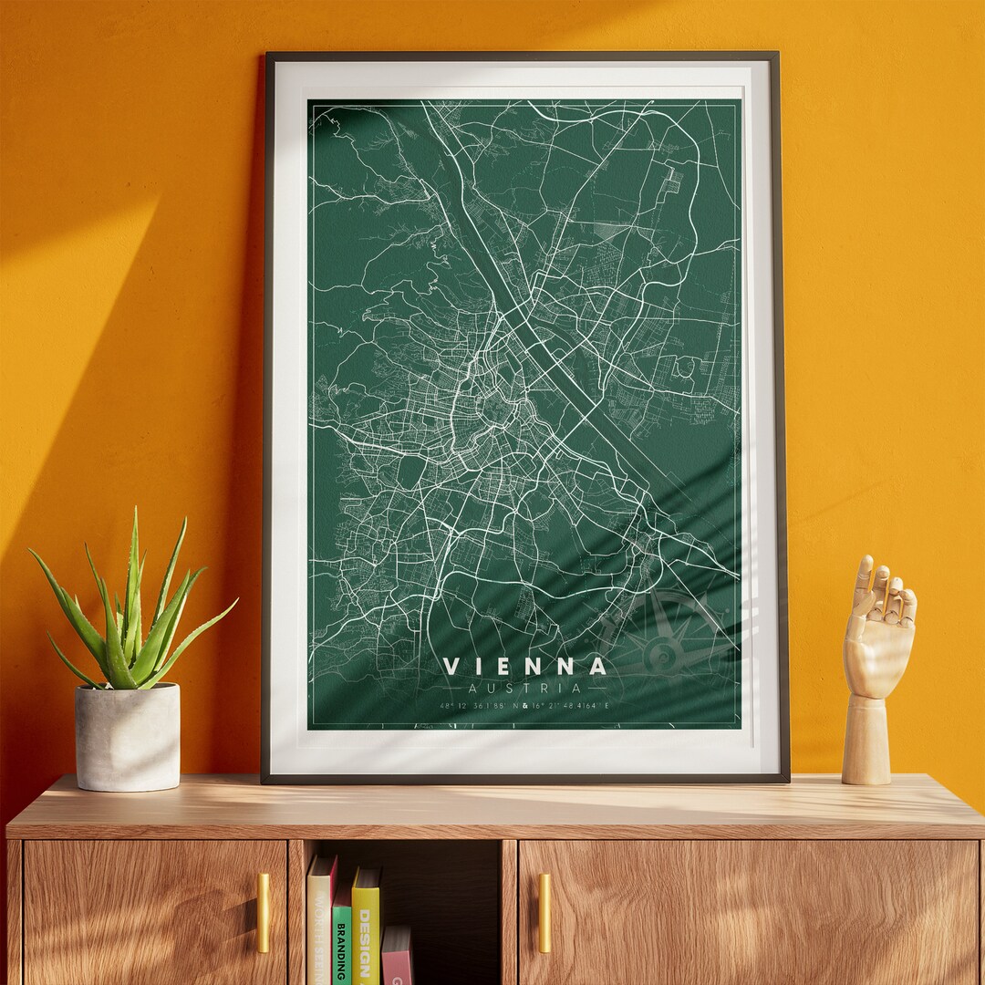 Vienna Urban Linear Map Wall Art, Detailed Road City Plans, Minimalist ...