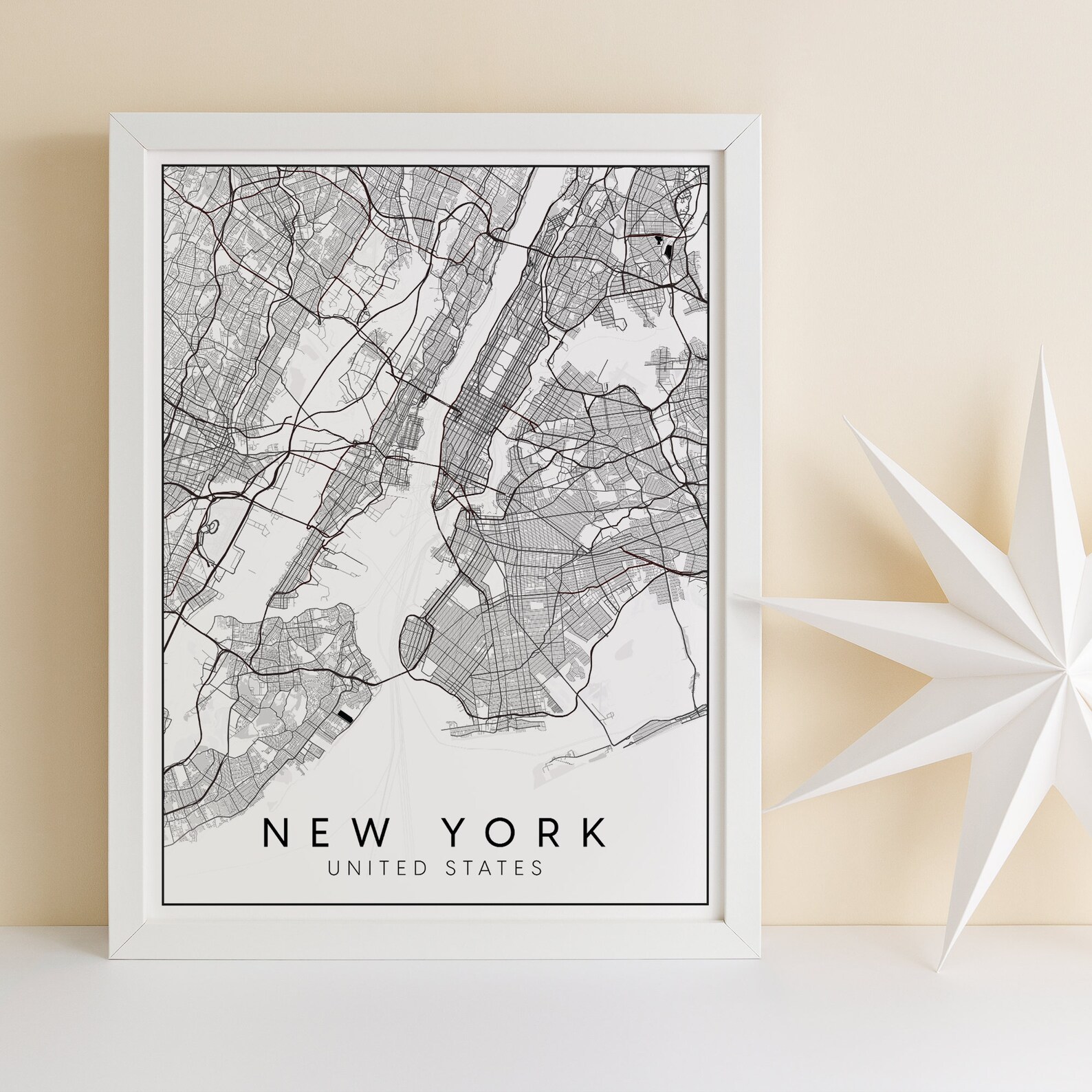 3 Pieces New York City Map Decor for Living Room Deep Green ...