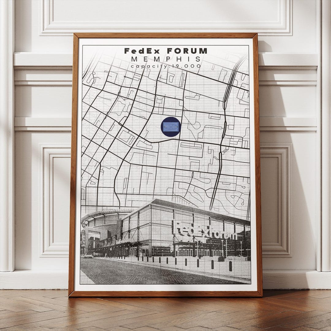 Fedex Forum Modern Stadium Map Wall Art, Basketball Office Decor ...