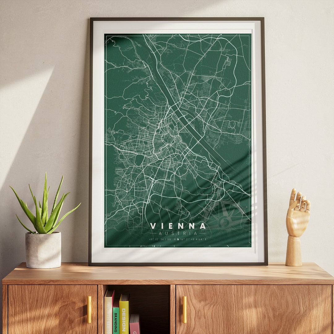 Futuristic Vienna Urban Coordinates Downloadable Wall Art, Digital Map ...