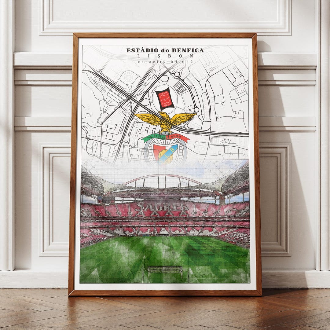 Map Artwork of Estádio Do Benfica Soccer Stadium Poster, Digital ...
