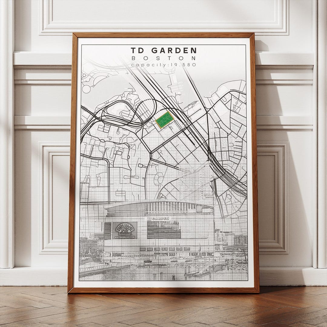 TD Garden Stadium Map Wall Art, Minimalist Basketball Sports Printable ...