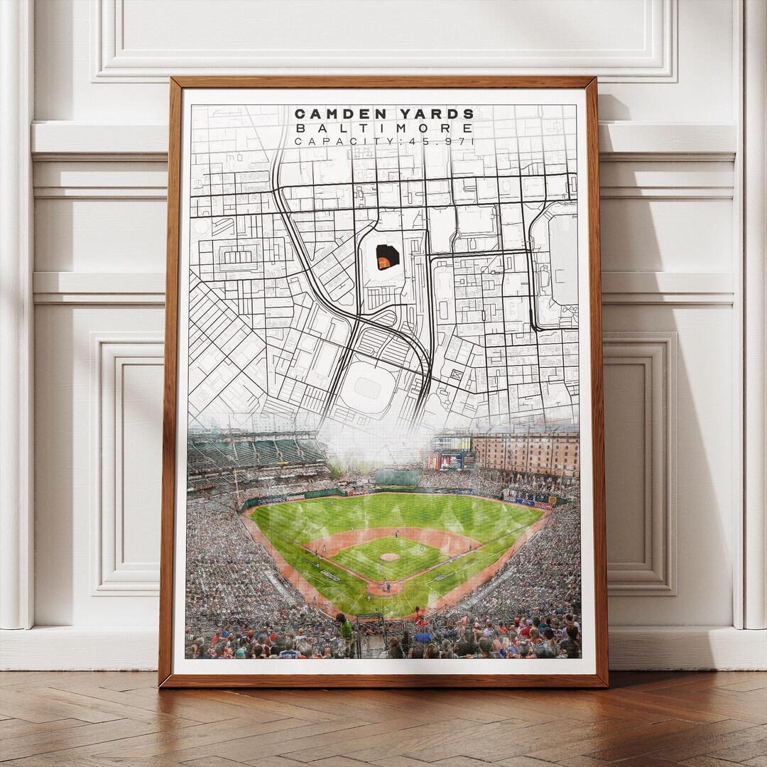Camden Yards Baseball Stadium Map Poster, Sports MLB Wall Art and ...