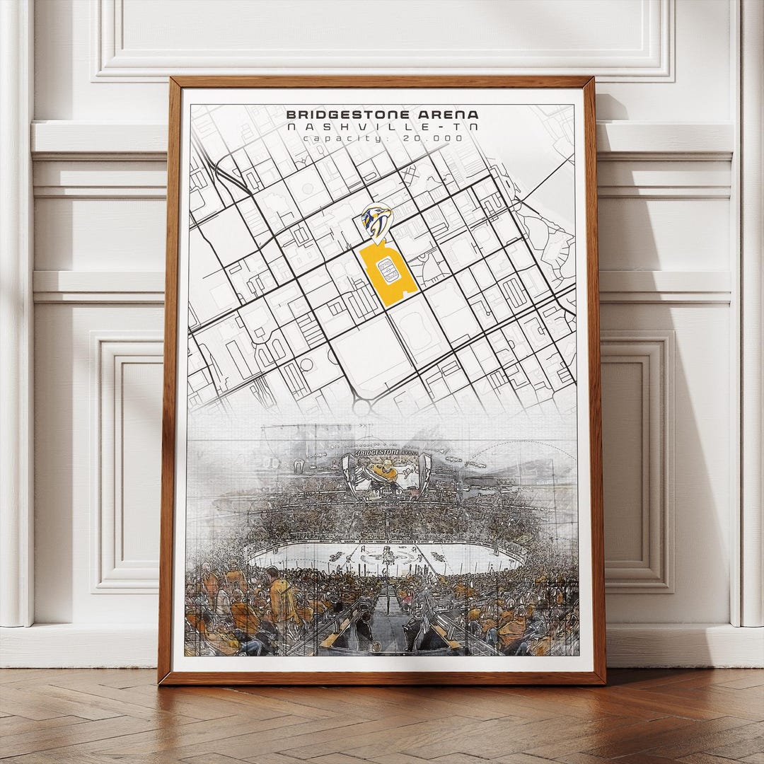 Bridgestone Arena Hockey Stadium Map Art, Sports Downloadable Digital ...