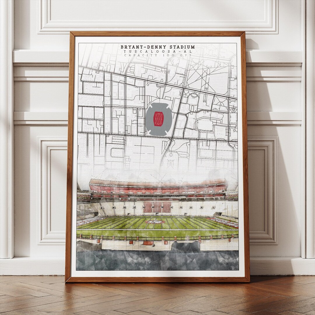 Map Design of Bryant-denny College Stadium Artwork, Digital American ...