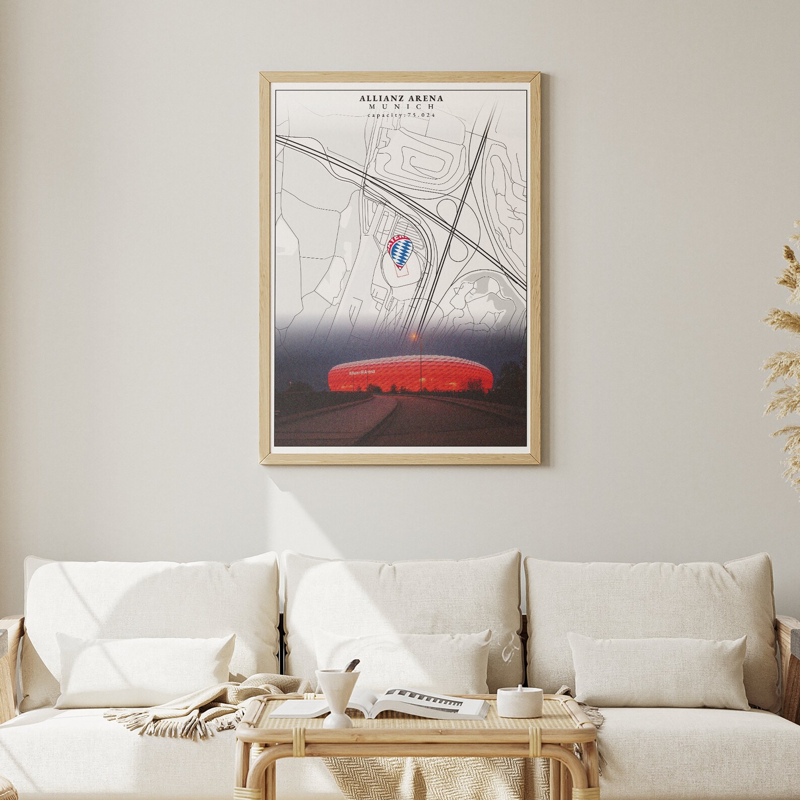 Allianz Arena Stadium Map Wall Art for Living Room Soccer Downloadable ...