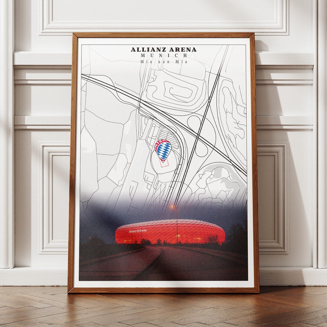Allianz Arena Artwork for Fans, Digital Football Stadium Map Poster ...