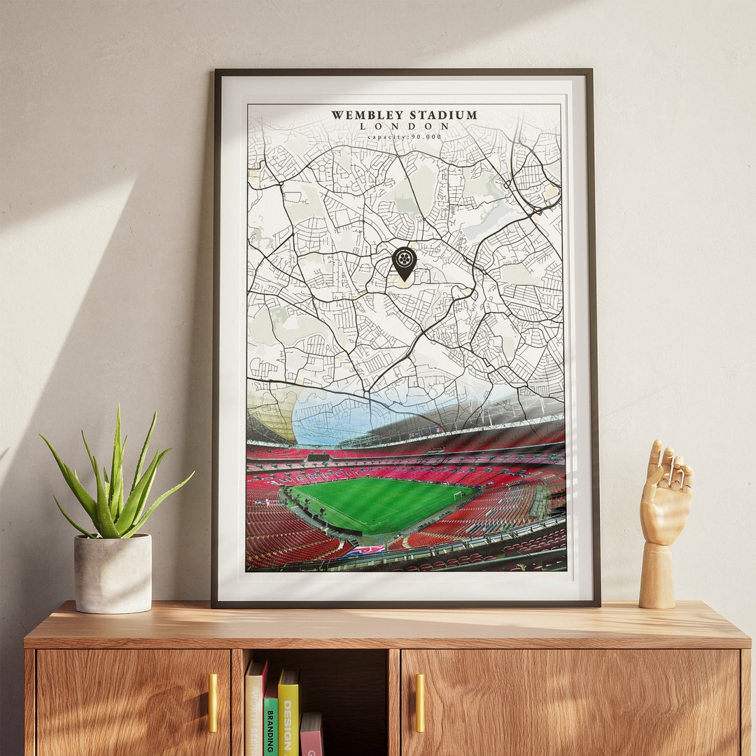 Wembley Football Stadium Digital Map Poster, Aesthetic Soccer ...