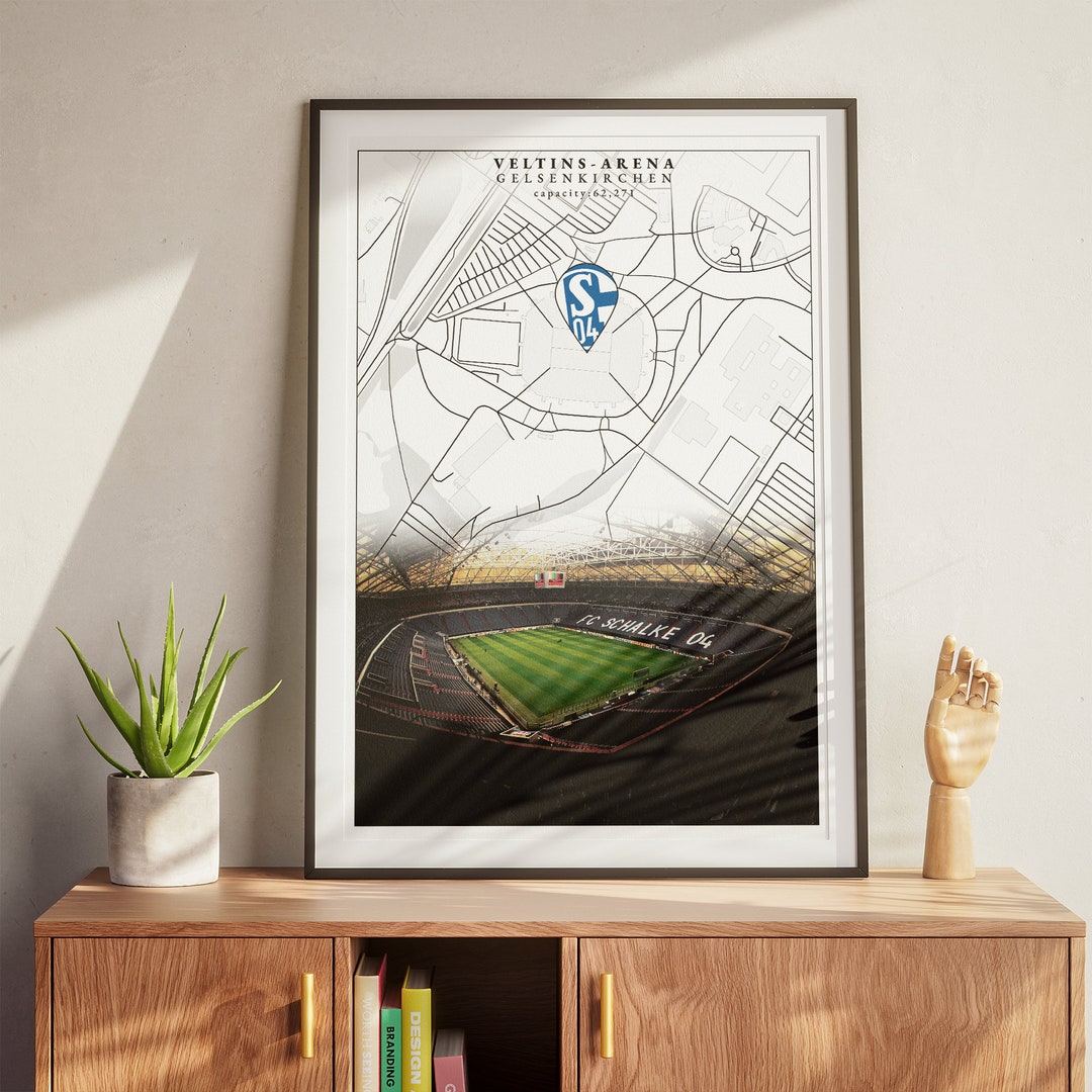 Veltins Arena Soccer Stadium Art, Digital Football Map Poster, Aesthetic Decorations for Gaming ...