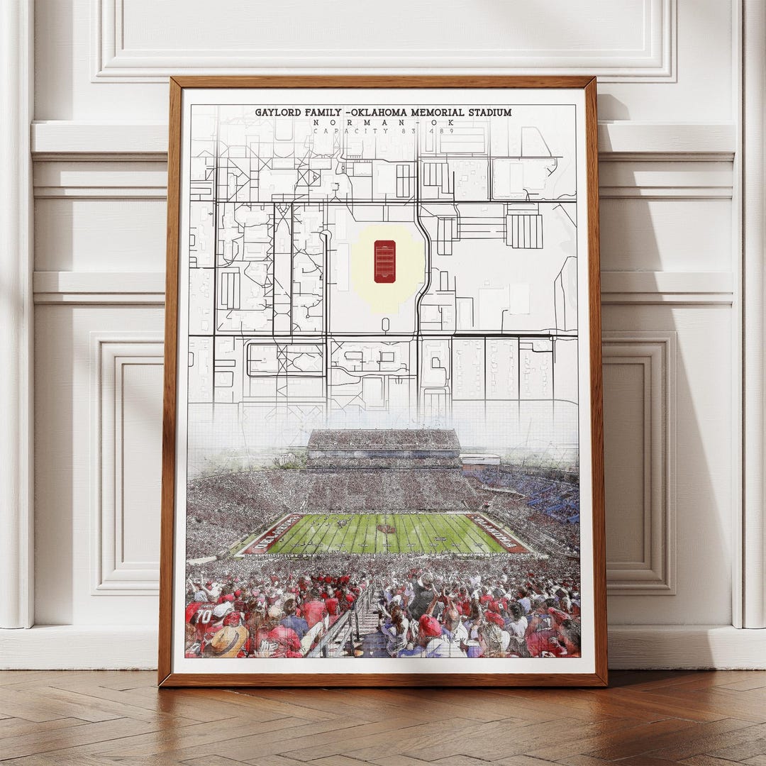 Map Design of Gaylord Family Oklahoma Memorial College Stadium Artwork ...