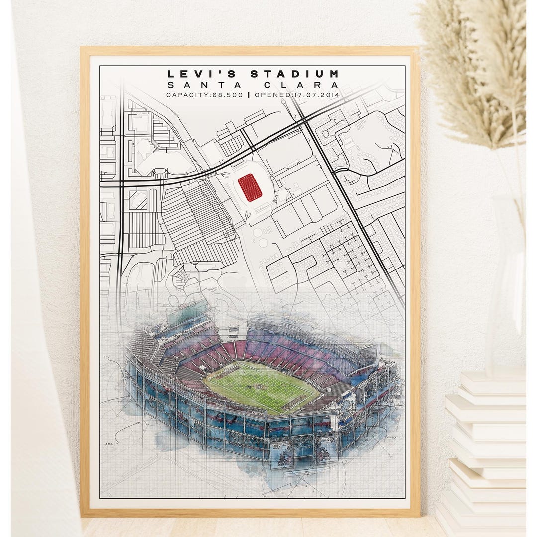 Levi's Stadium Artwork, Digital NFL Map Poster, American Football Decor ...