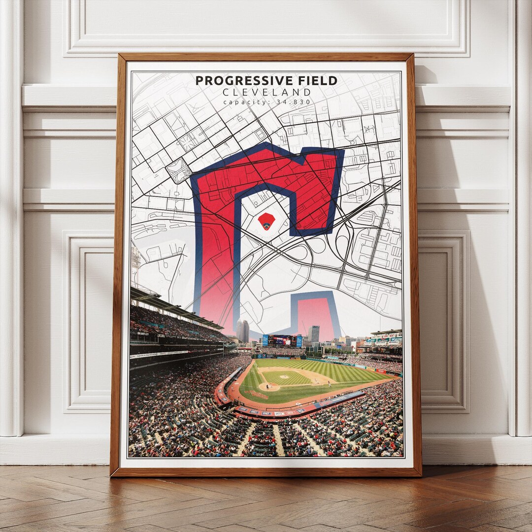 Progressive Field Artwork, Digital Baseball Stadium Map Poster ...