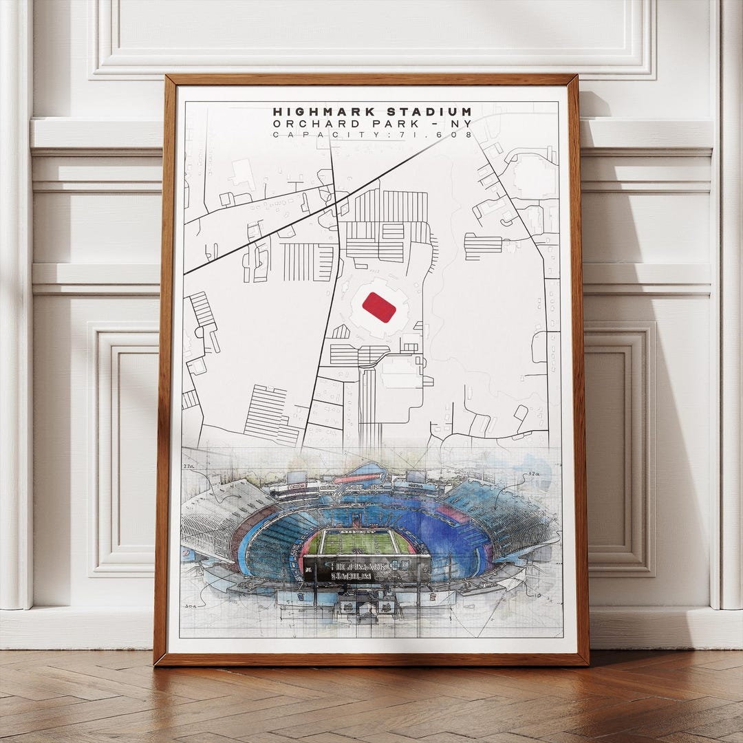 Highmark NFL Stadium Map Art, Buffalo Bills American Football Team Fan ...
