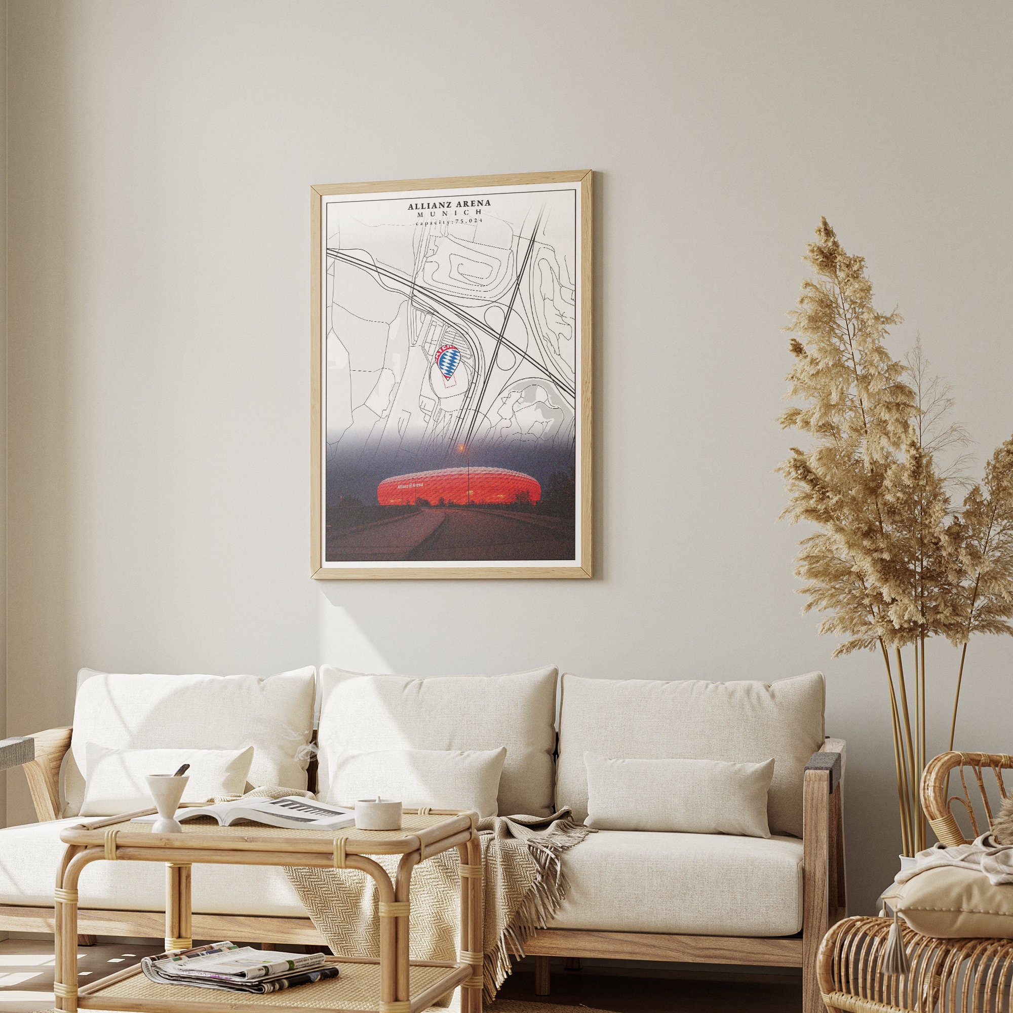 Allianz Arena Stadium Map Wall Art for Living Room Soccer Downloadable ...