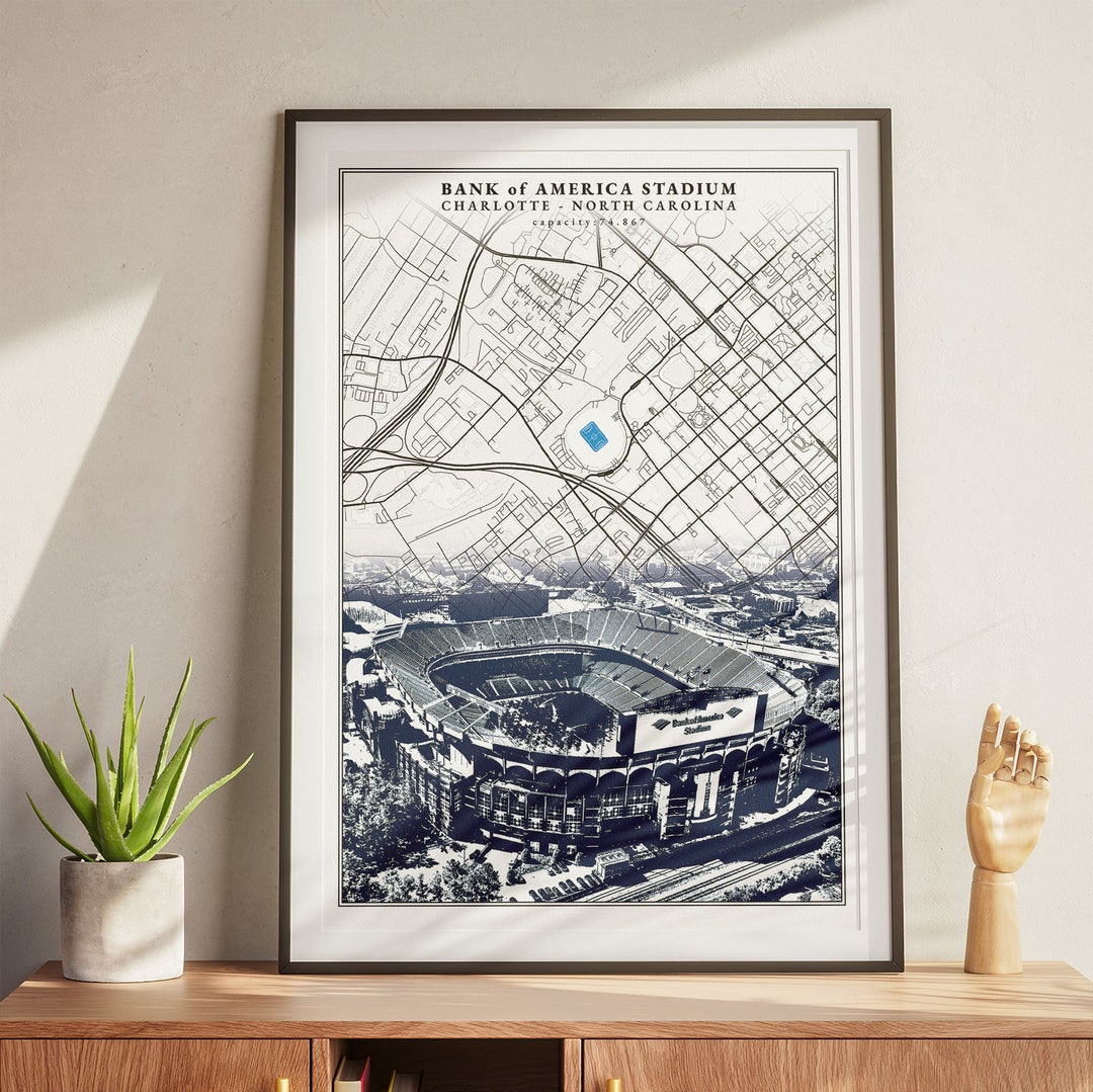Bank of America Stadium Digital Map Poster, Aesthetic Football Soccer ...