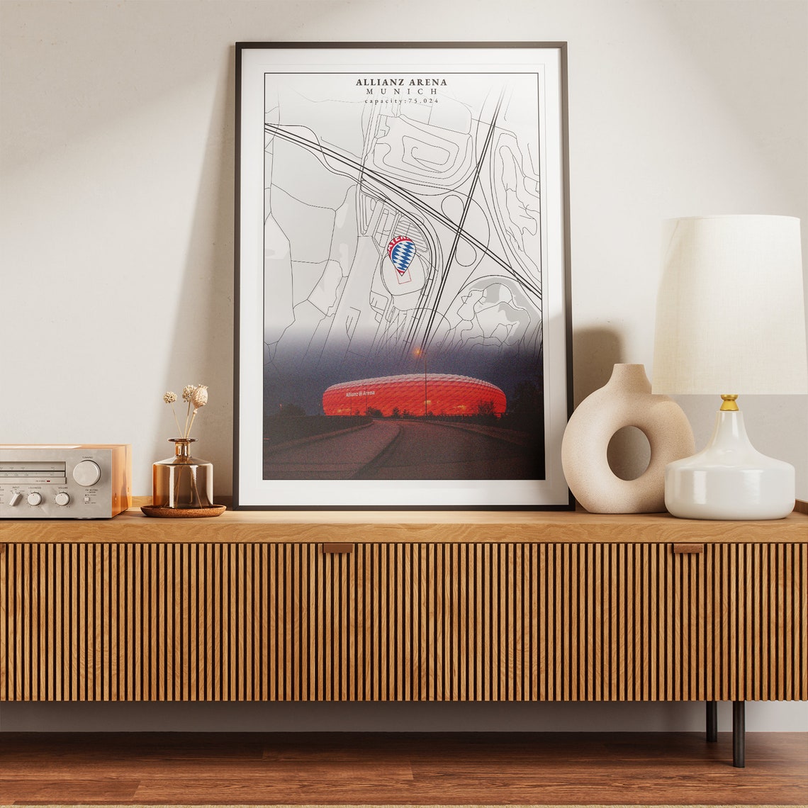 Allianz Arena Stadium Map Wall Art for Living Room Soccer Downloadable ...