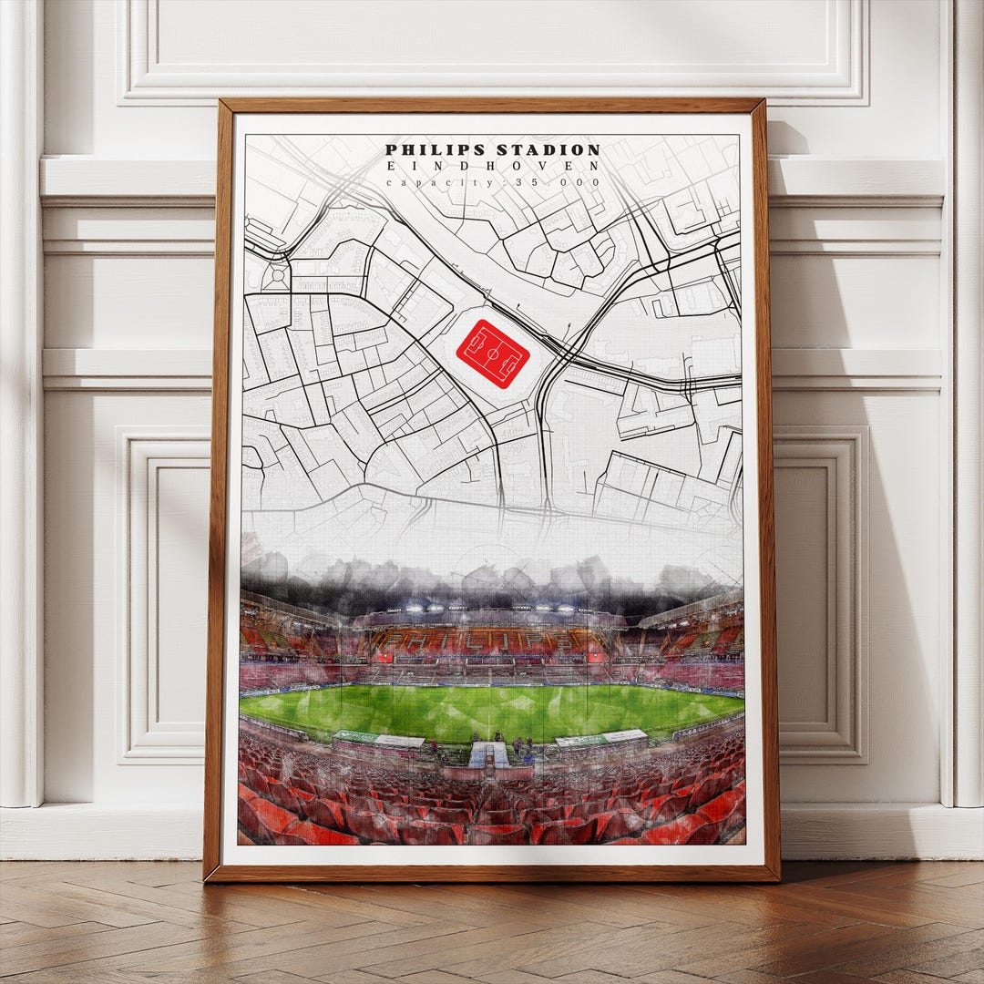 Philips Stadion Stadium Artwork, Digital Football Map Poster, Aesthetic ...