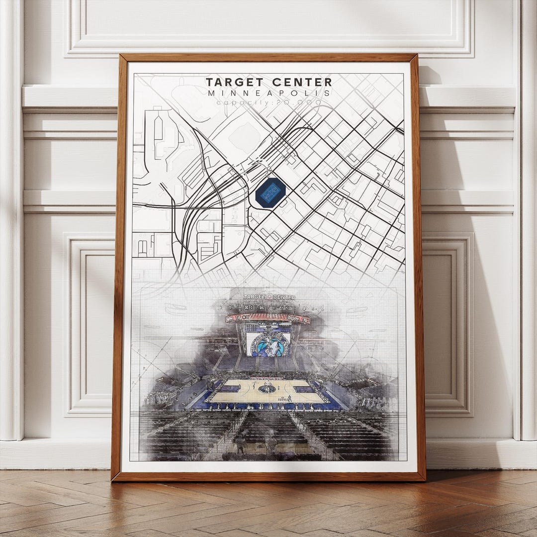 Target Center Stadium Map Wall Art, Basketball Decorations for Gaming ...