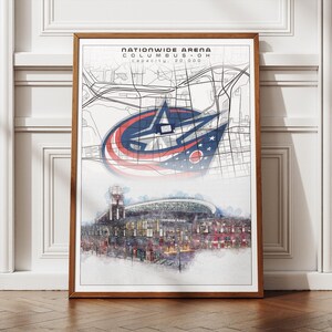 Nationwide Arena Stadium Map Art, Digital Hockey Poster, Aesthetic NHL Decorations for Gaming ...