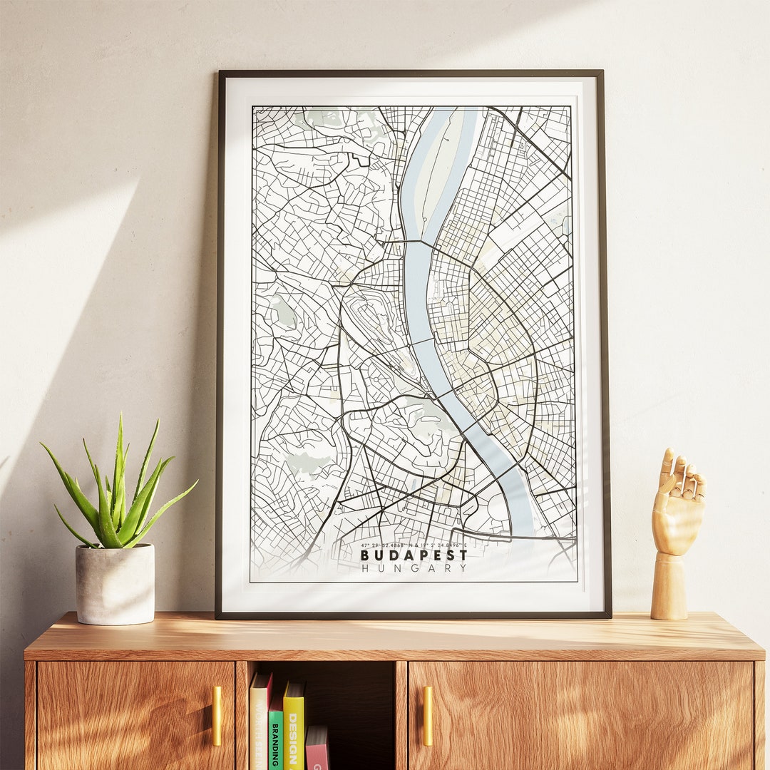 Budapest Road Map, Detailed Black and White City Plans, Instant ...