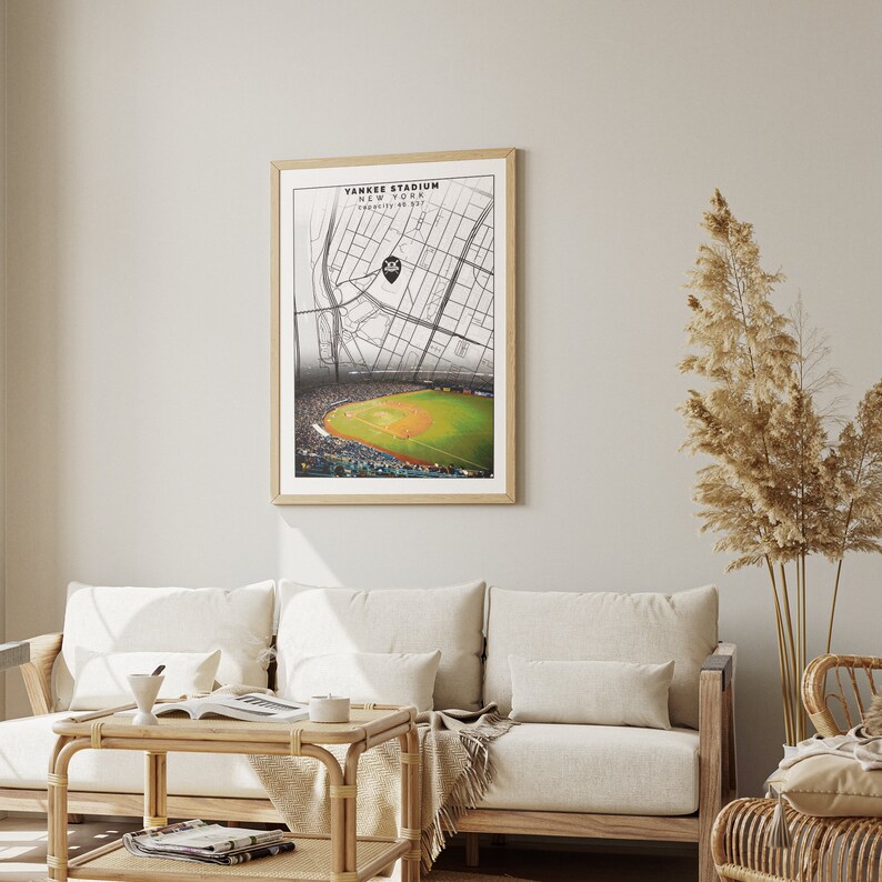 Póster imprimible del estadio de béisbol de los Yankees de la MLB para ...