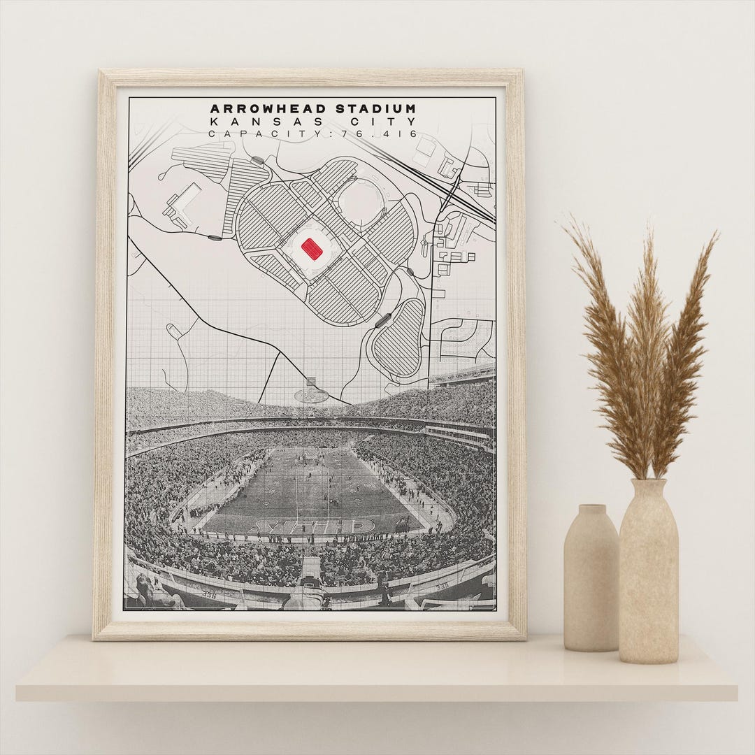 Arrowhead Stadium Map Poster Kansas City Chiefs NFL Digital Art ...