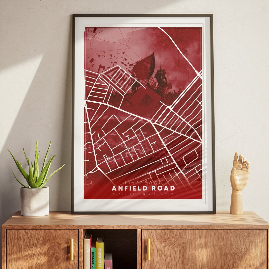 Liverpool Stadium Poster, Anfield Road, Football Map, Instant Printable ...