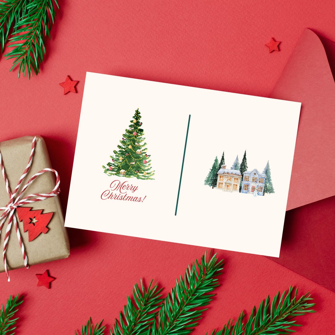 Foldable Christmas Card, Printable Christmas Card, Instant Digital ...