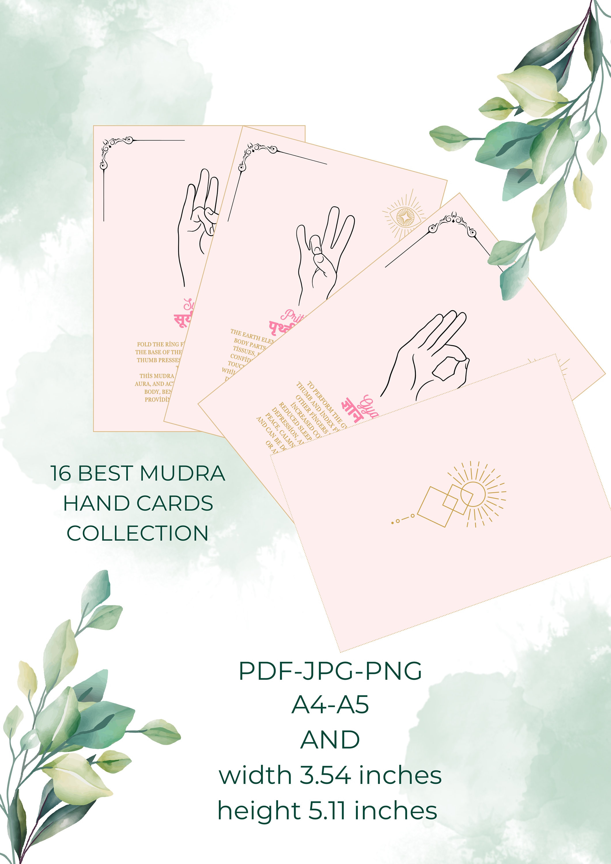 Mudra Hand Cards Collection of 16 With Sanskrit Names, Printable Cards ...