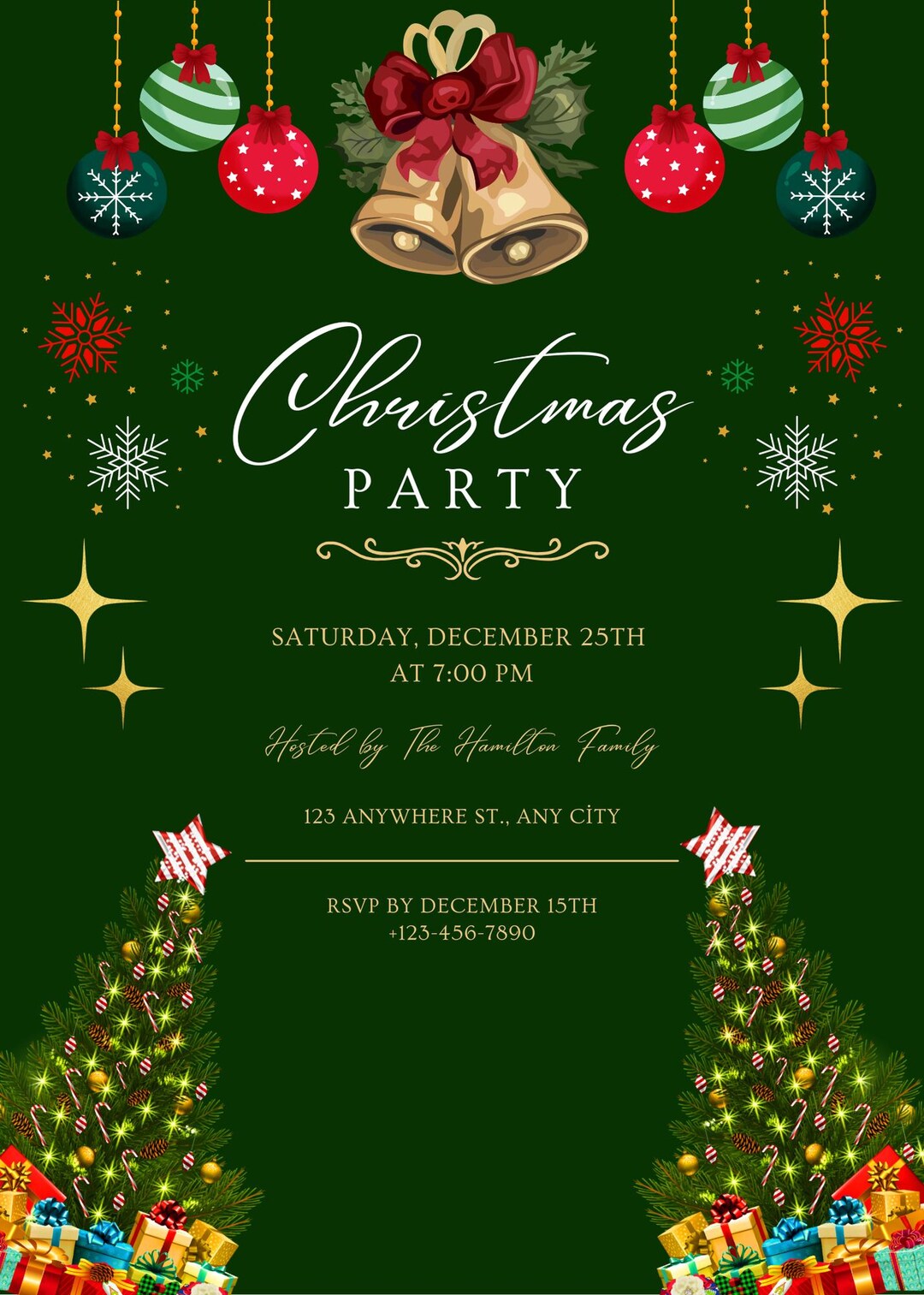 Christmas Party Invitation, Holiday Party Invitation Template ...