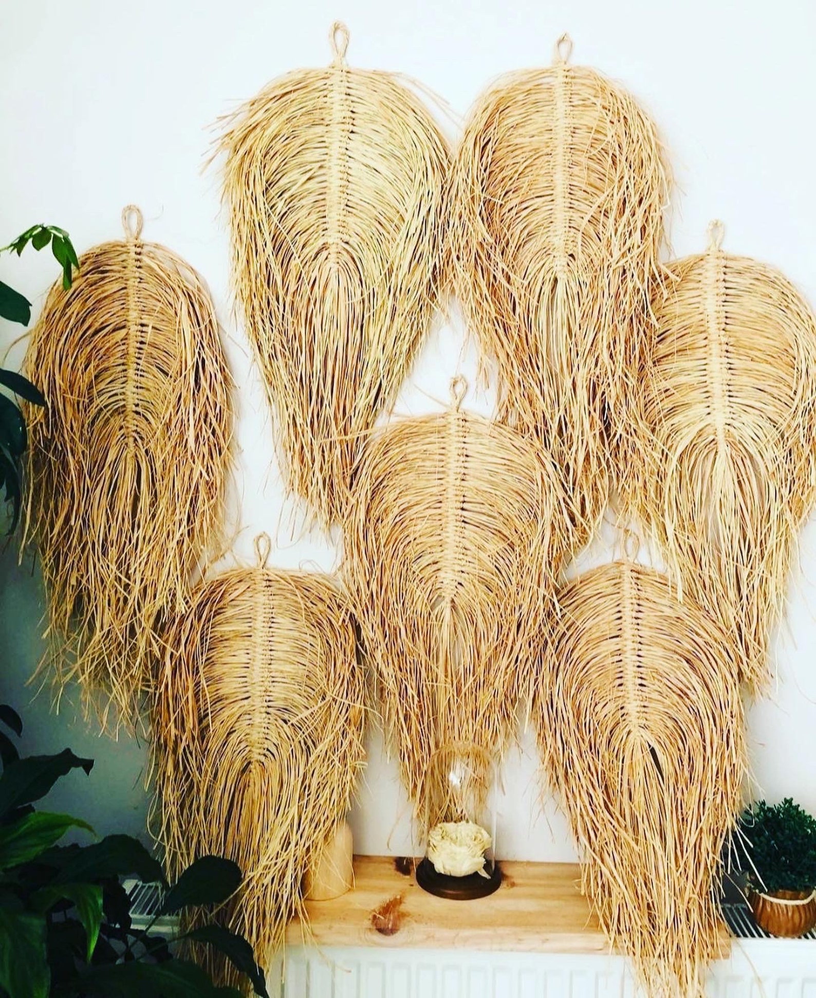 Natural Raffia Wall Hanging, Boho Wall Decor , Bohemian Raffia Wall Art ...