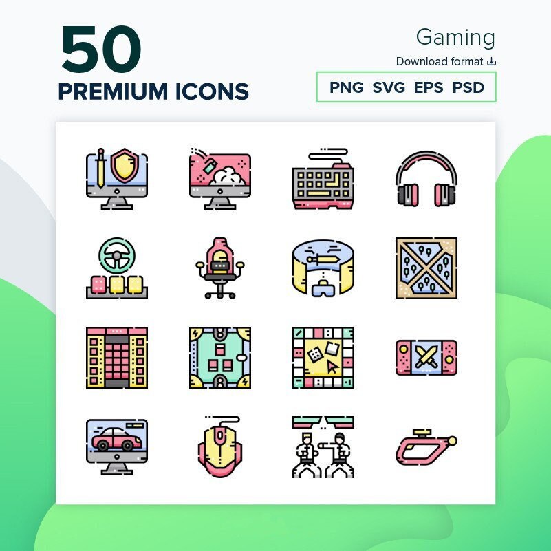 Gaming Icons in Png , Svg , Eps , Psd Format Digital Download 50 ...