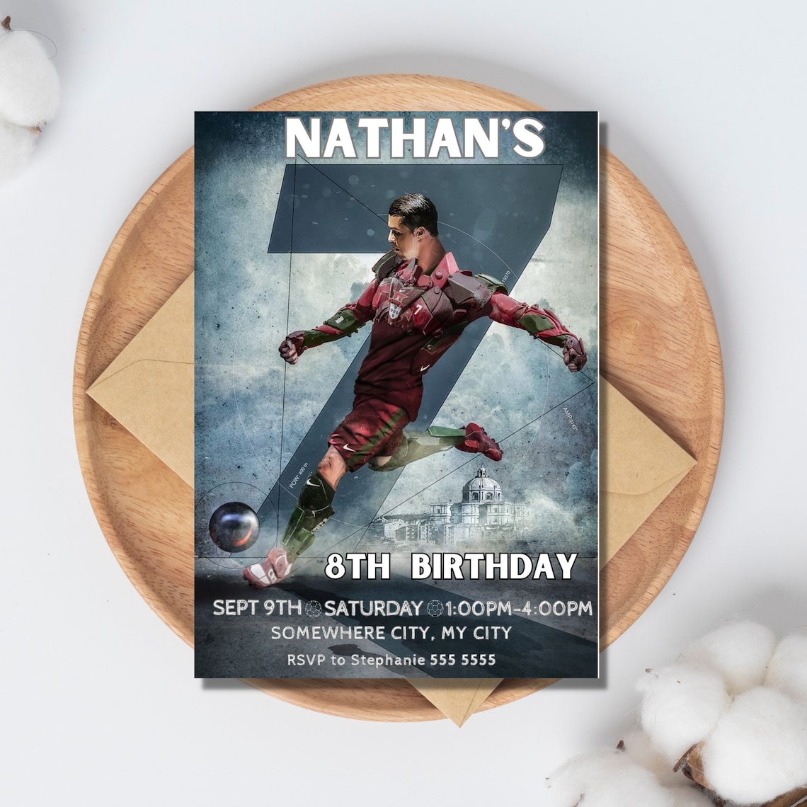 Cristiano Ronaldo Birthday Invitation Birthday Card Editable - Etsy