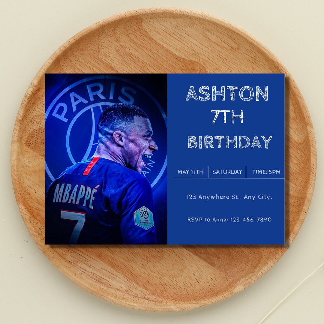 Kylian Mbappé Birthday Invitation Made to Order Customizable - Etsy Canada