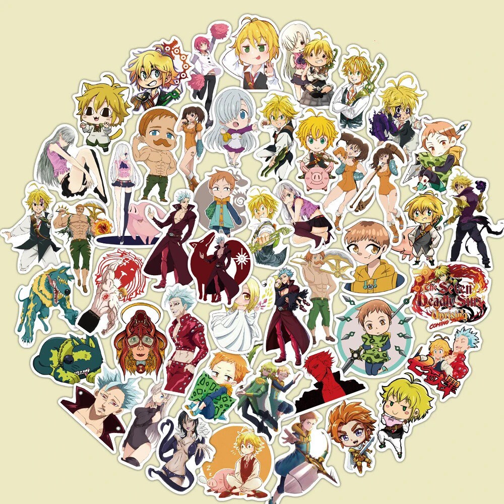 100 Pcs Handmade Anime Stickers Inspired by the Seven Deadly Sins ...