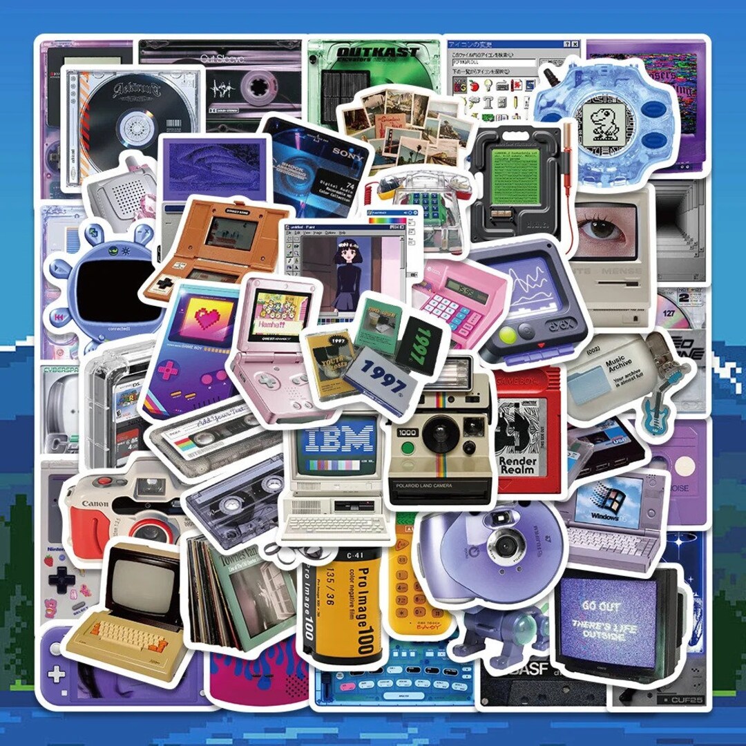 50 Pcs Handmade VSCO Retro Game Console Tape Disc Graffiti Stickers for ...