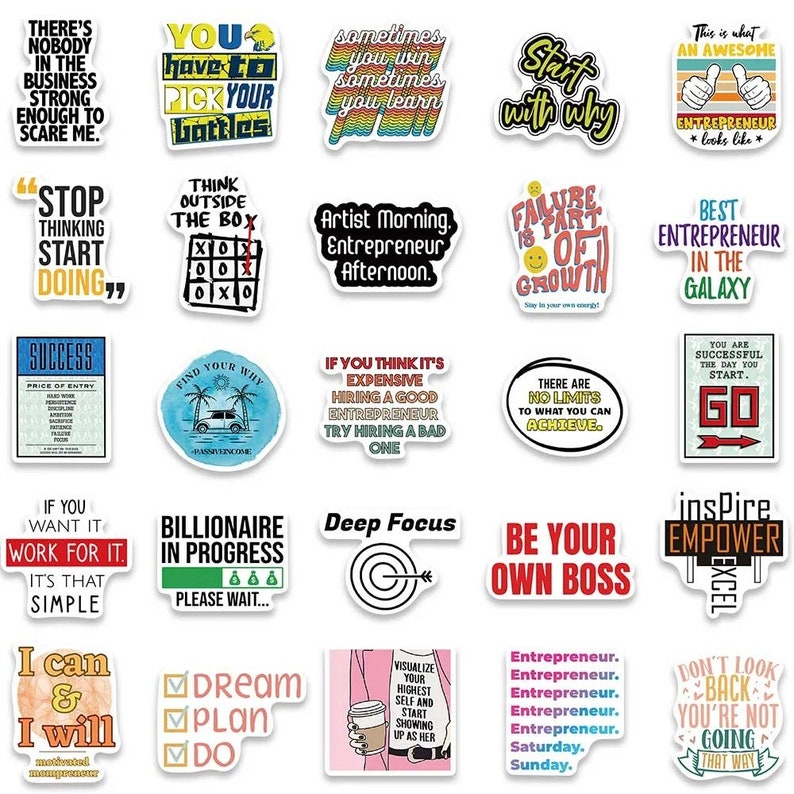 50 Pcs Entrepreneur Motivational Quotes Graffiti Wealth Lucky Handmade ...